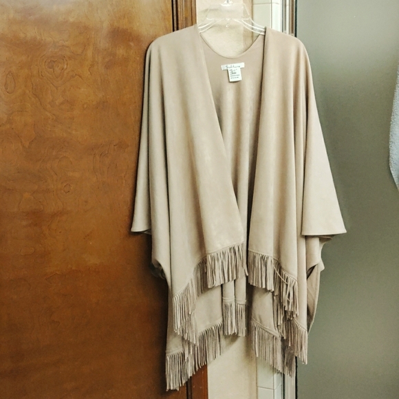 Solitaire | Sweaters | Solitaire Tan Suede Fringed Poncho | Poshmark